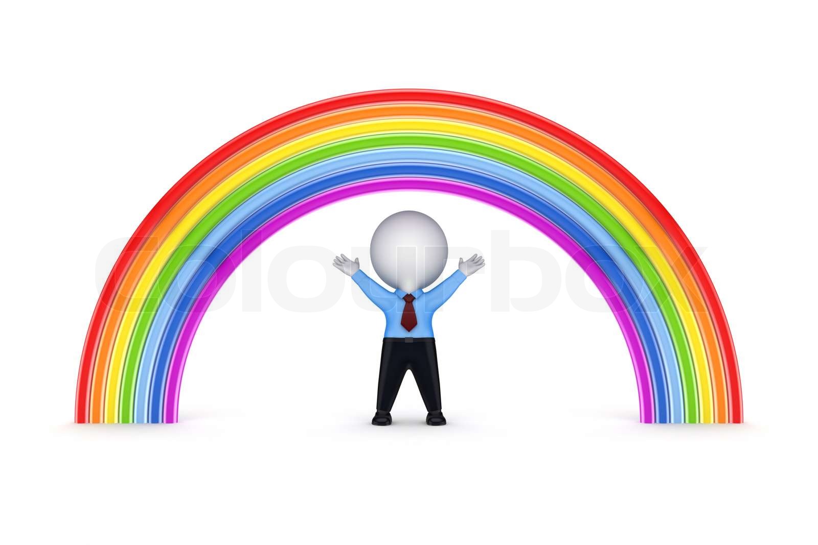 Rainbow and happy 3d small person | Stock image | Colourbox