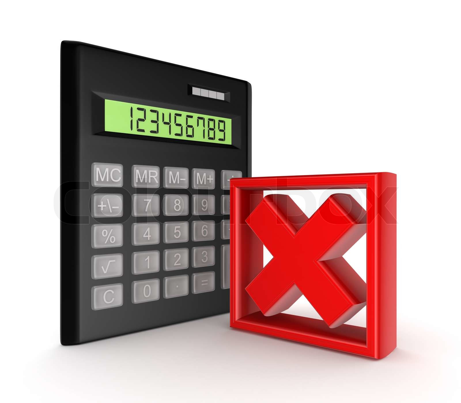 Calculator and red cross mark | Stock image | Colourbox