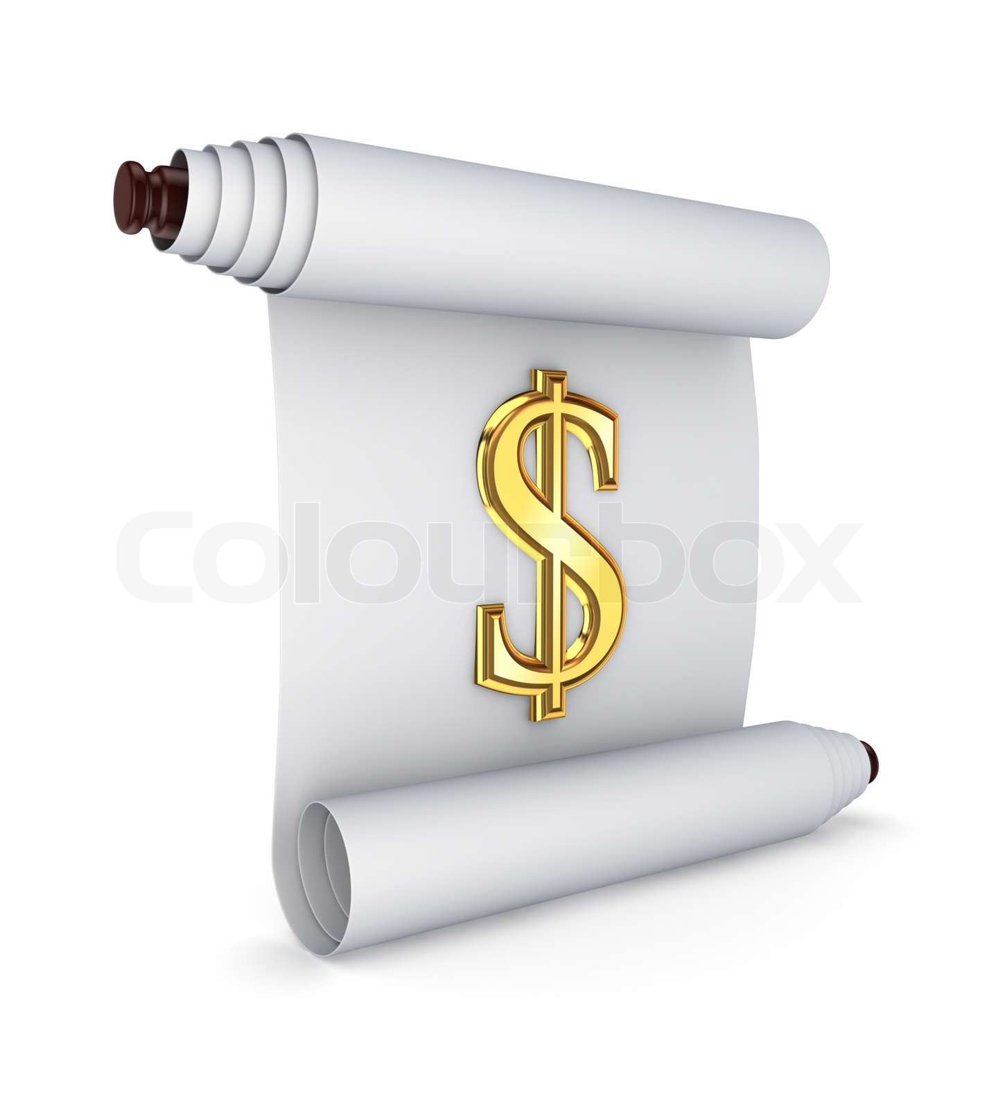 Ancient scroll with a dollar sign | Stock image | Colourbox