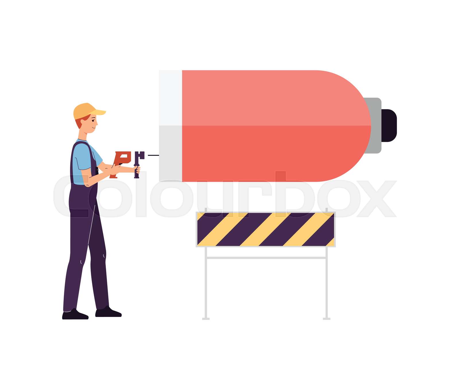 Airline repairman maintenances a plane flat vector illustration ...