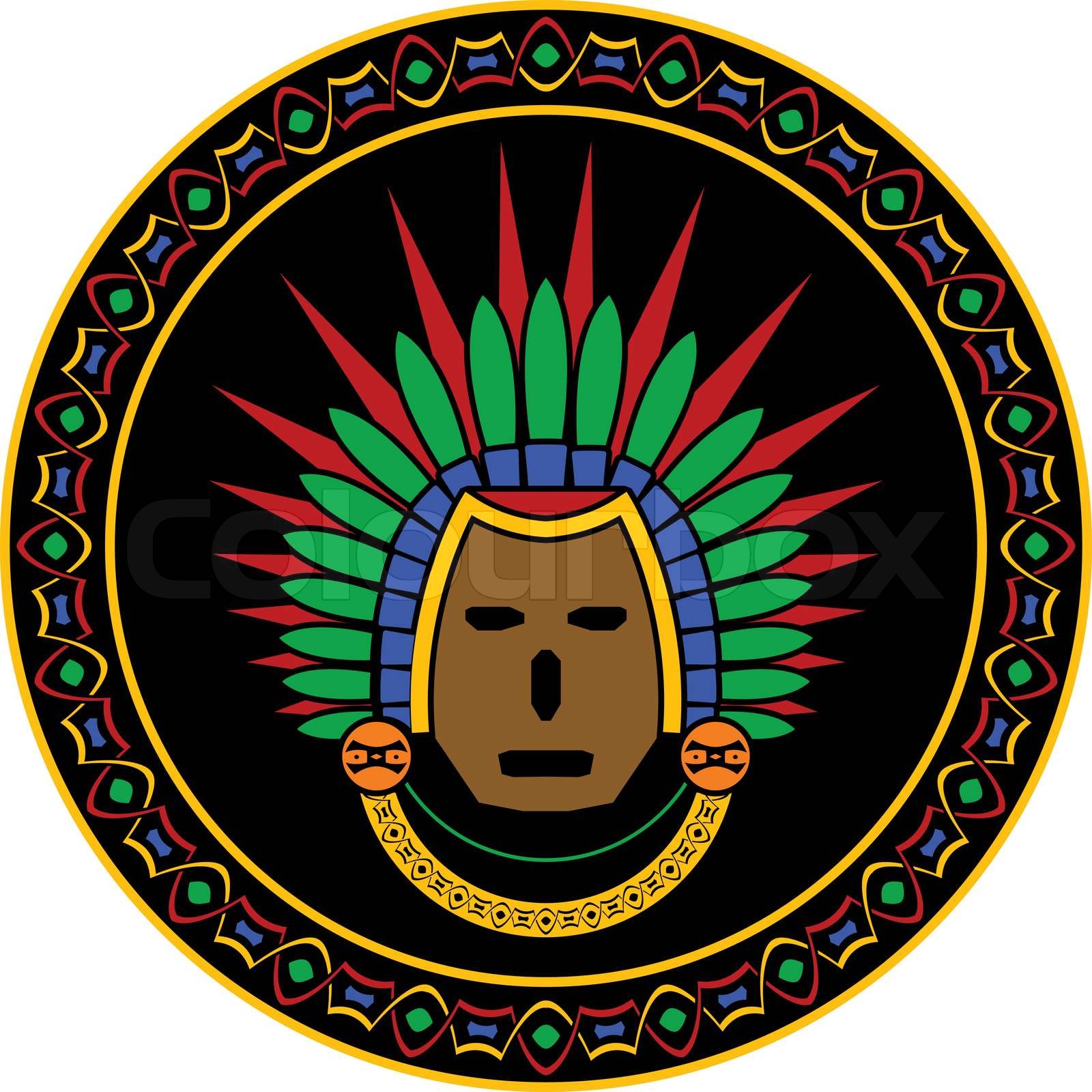 mayan mask. vector illustration | Stock vector | Colourbox