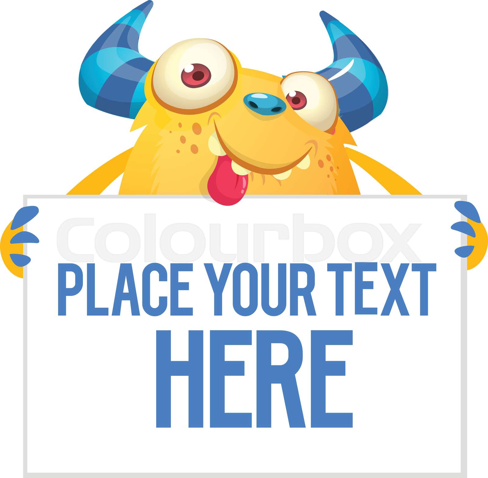 Cute funny cartoon monster holding paper sign or banner | Stock vector ...