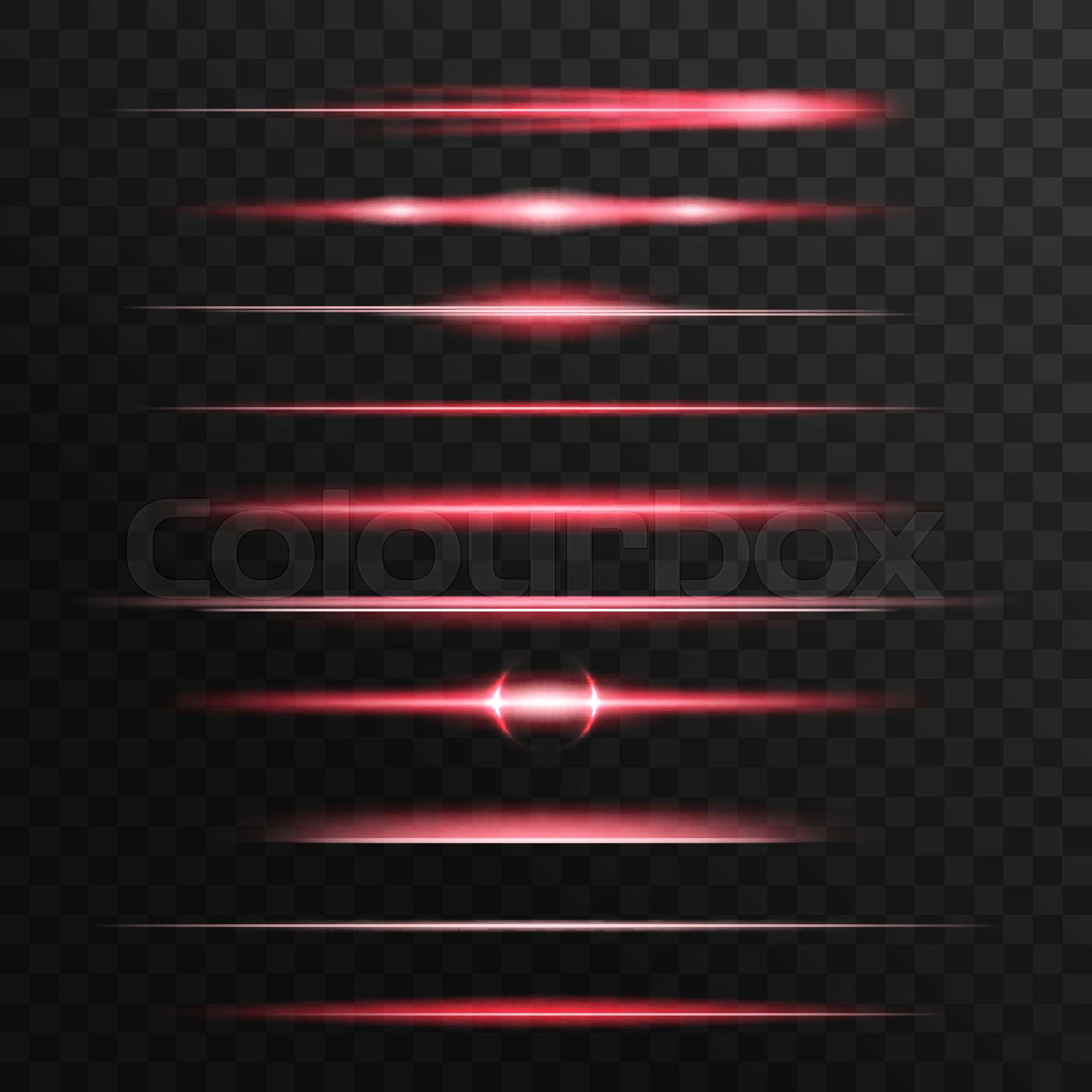 Red light flashes, glow vector lines, glowing rays | Stock vector ...