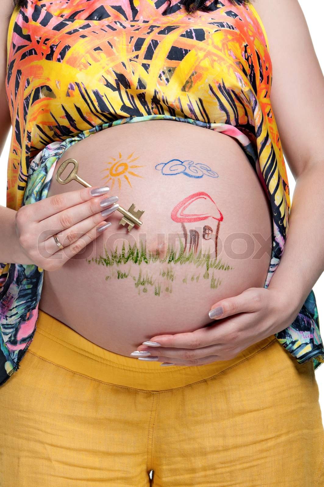 Tummy with drawing | Stock image | Colourbox