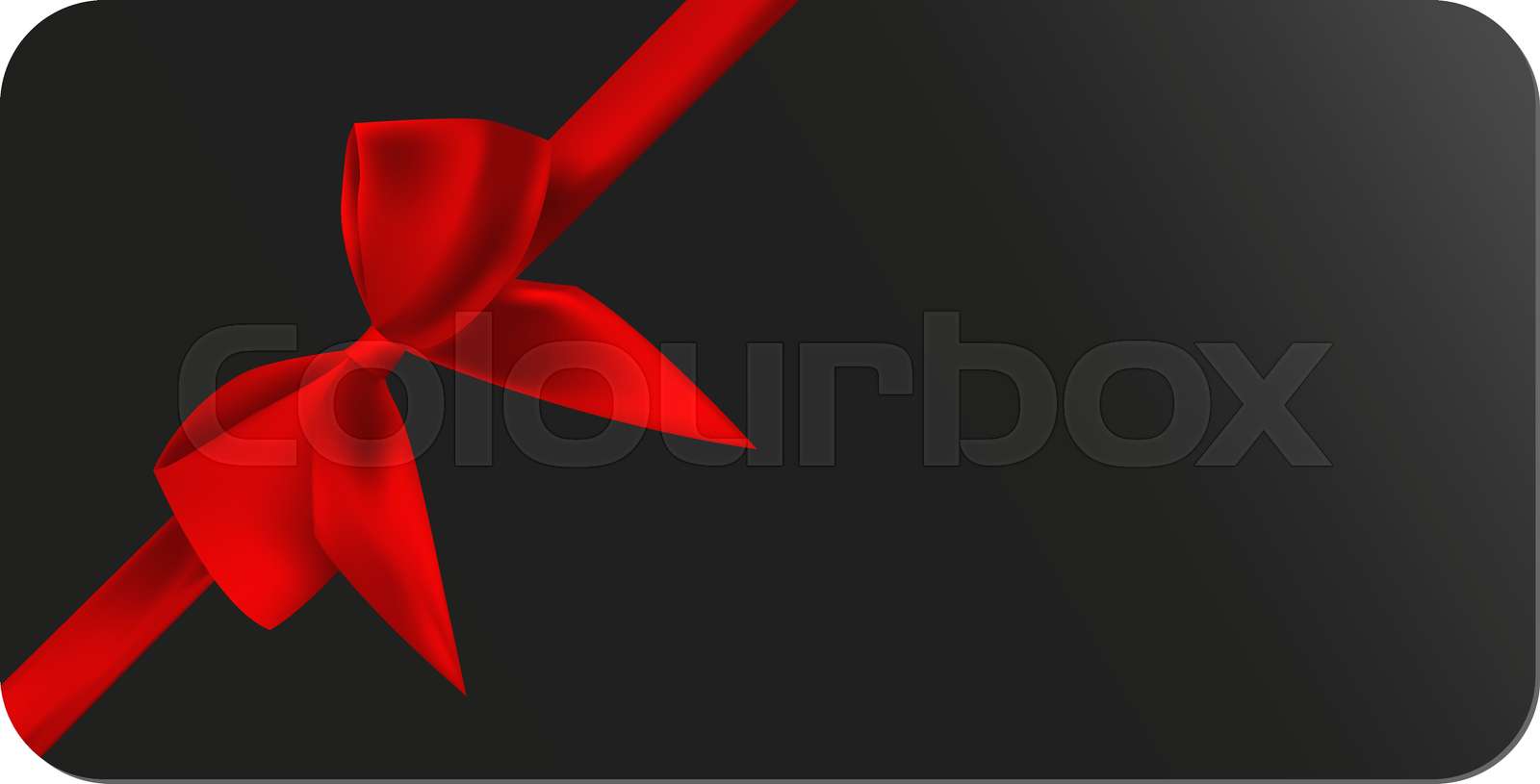 black gift card or voucher template with red ribbon | Stock vector ...