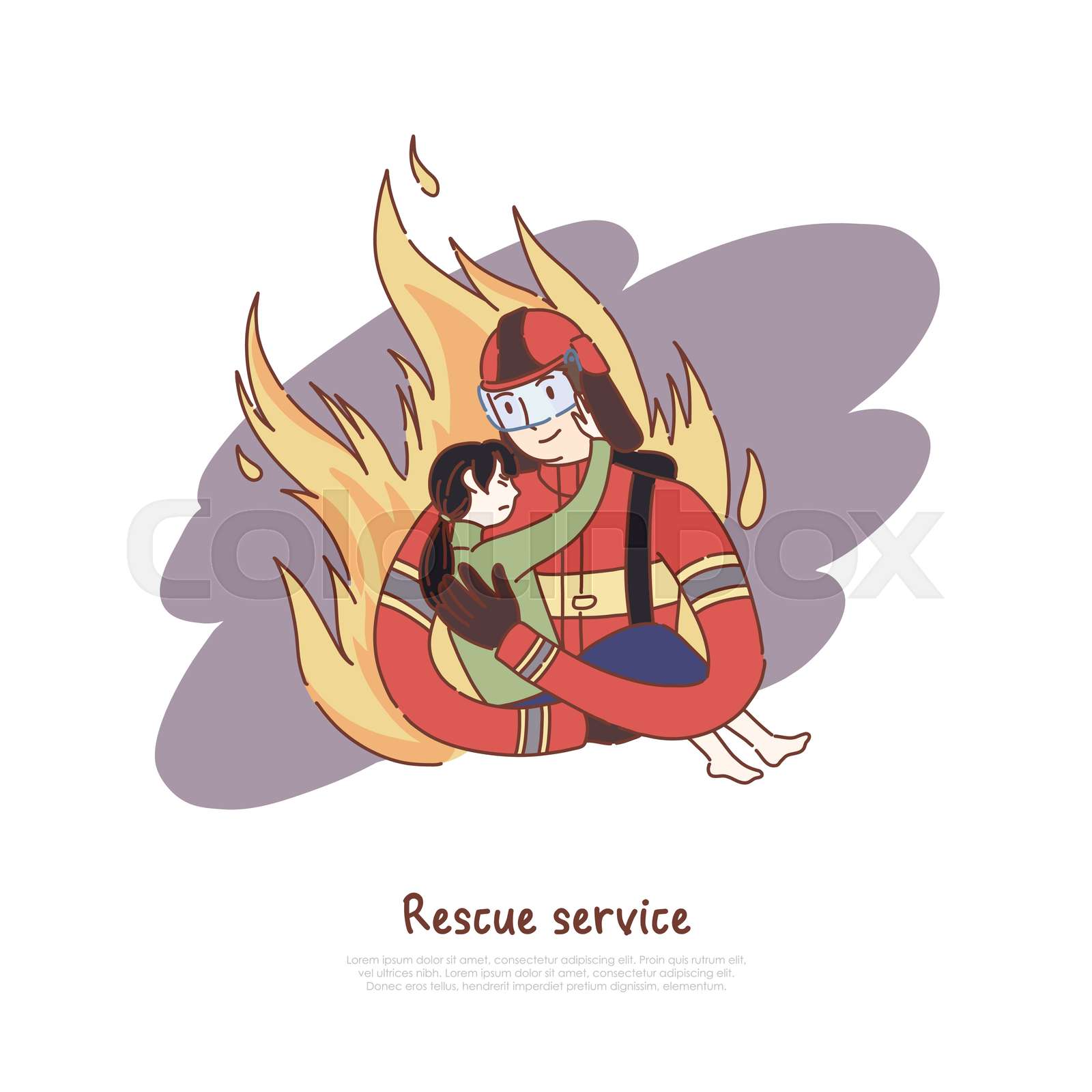 Brave firefighter holding little girl, dangerous profession, rescuer ...