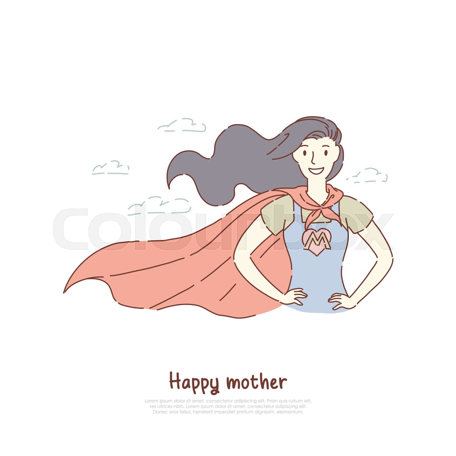 Brave mother standing in superhero posture, super mom in costume with ...