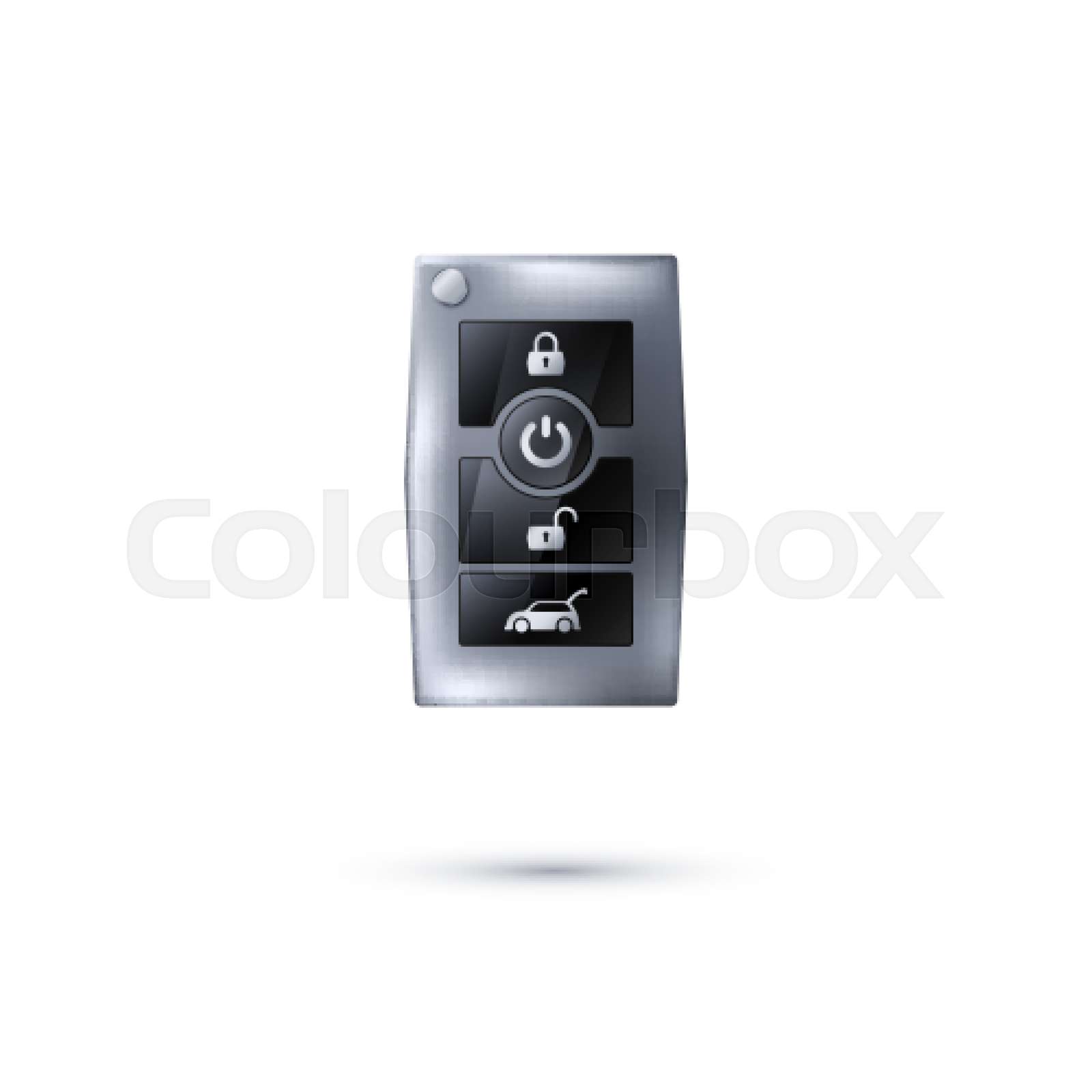 Modern realistic metallic cars key. Wireless key with control buttons ...