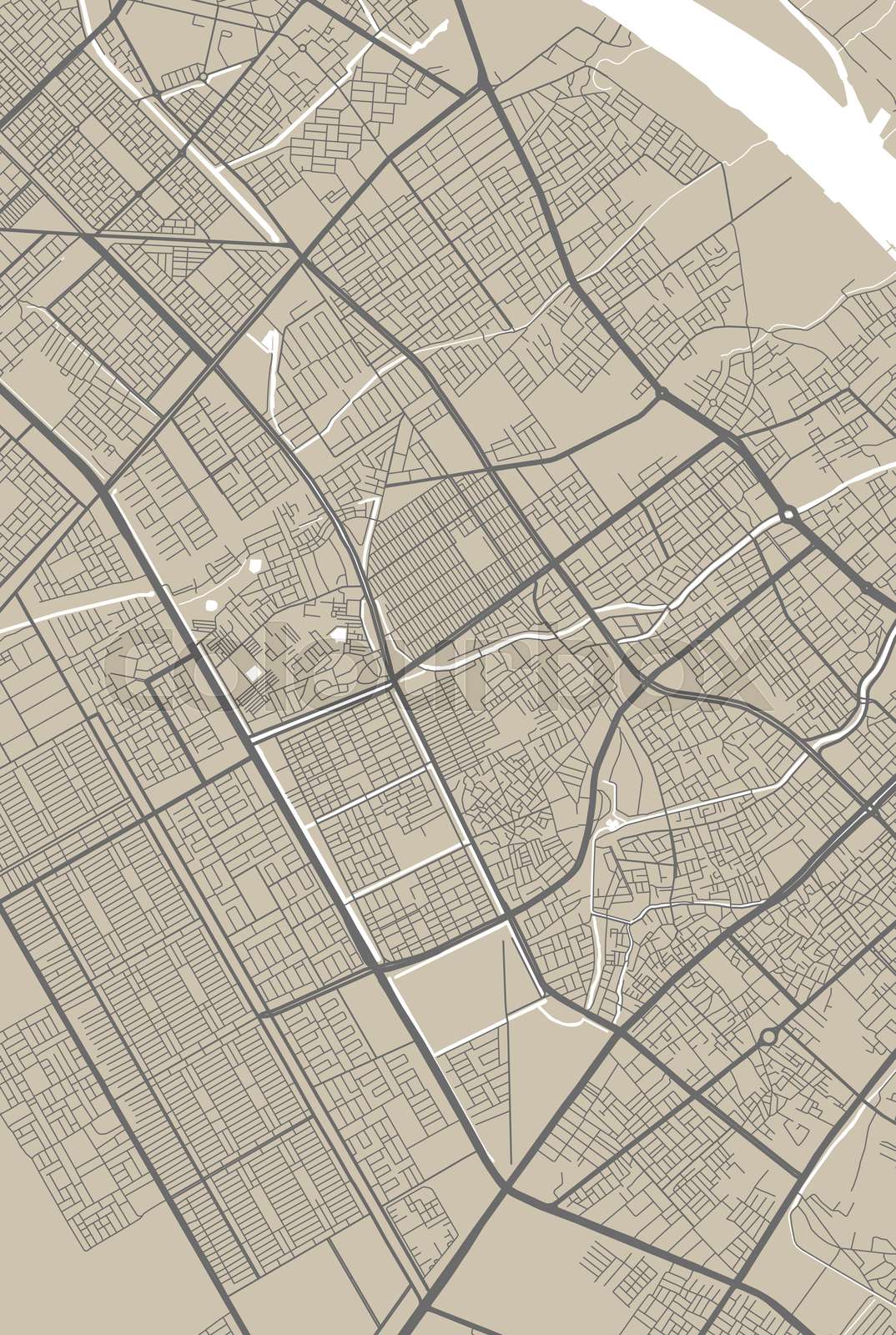Detailed map of Basra city, linear print map. Cityscape panorama ...