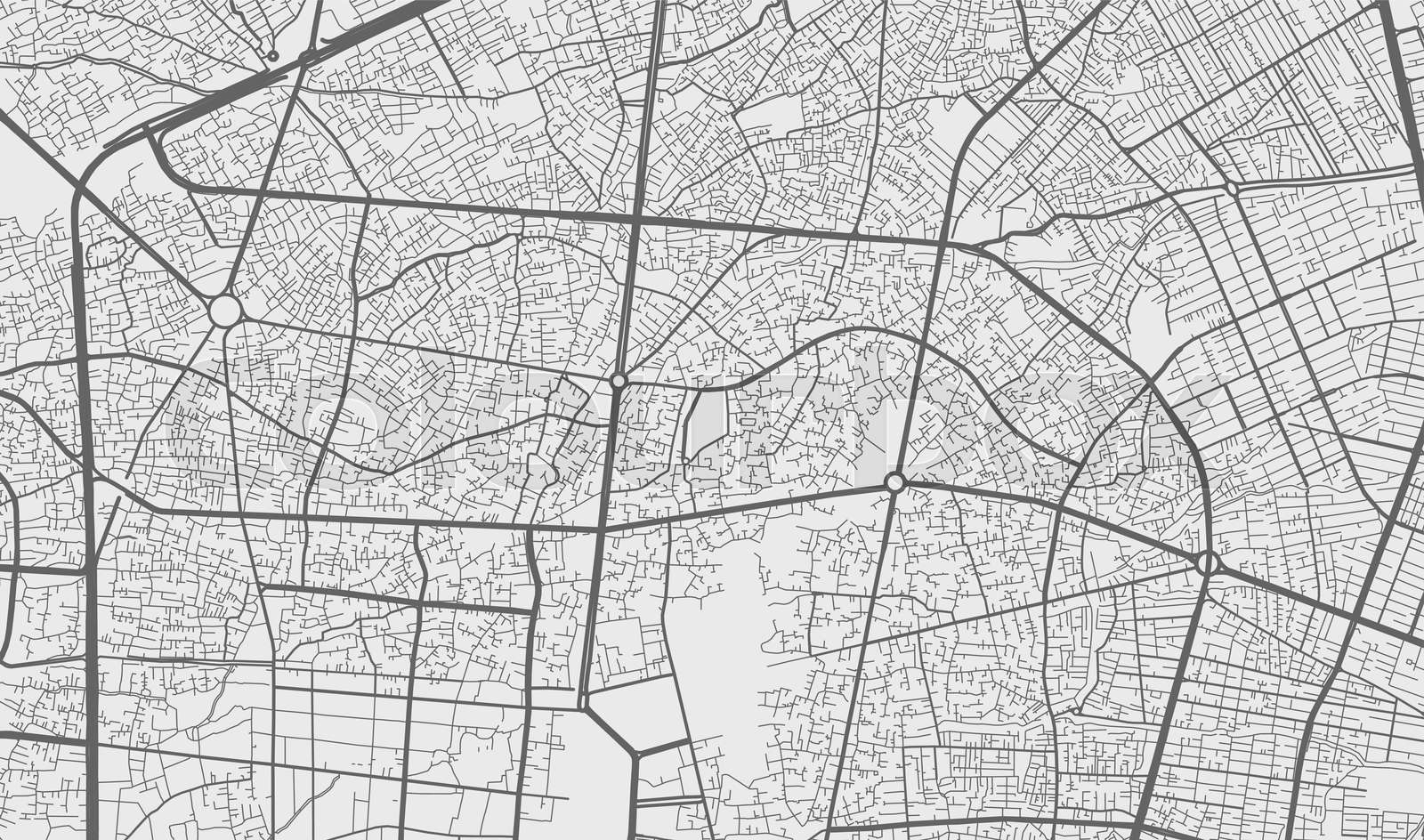 Urban city map of Isfahan. Vector poster. Grayscale street map. | Stock ...