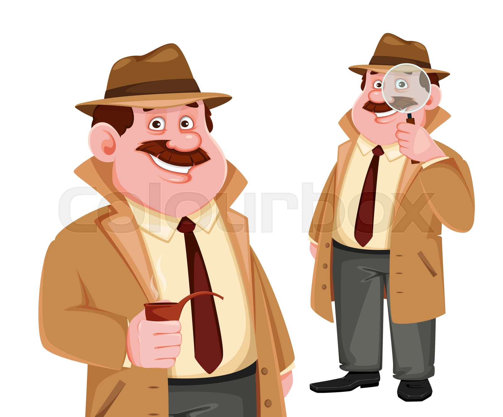 Detective cartoon character, set of two poses | Stock vector | Colourbox
