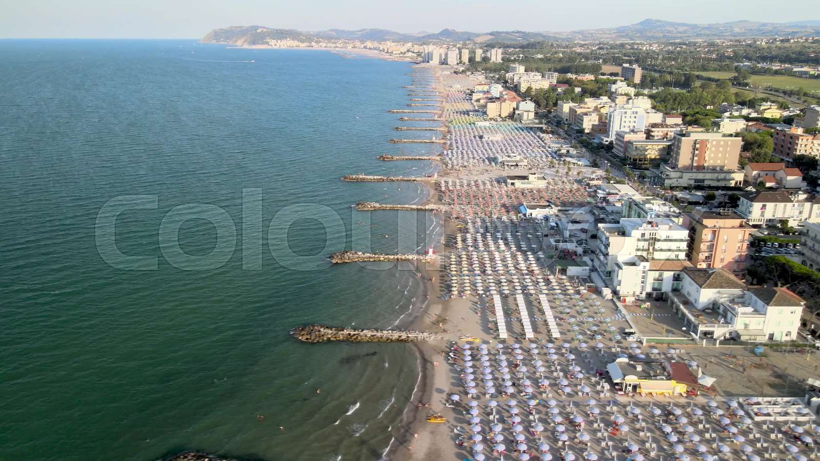 Misano Adriatico, Italy. Aerial view from drone in summer season ...