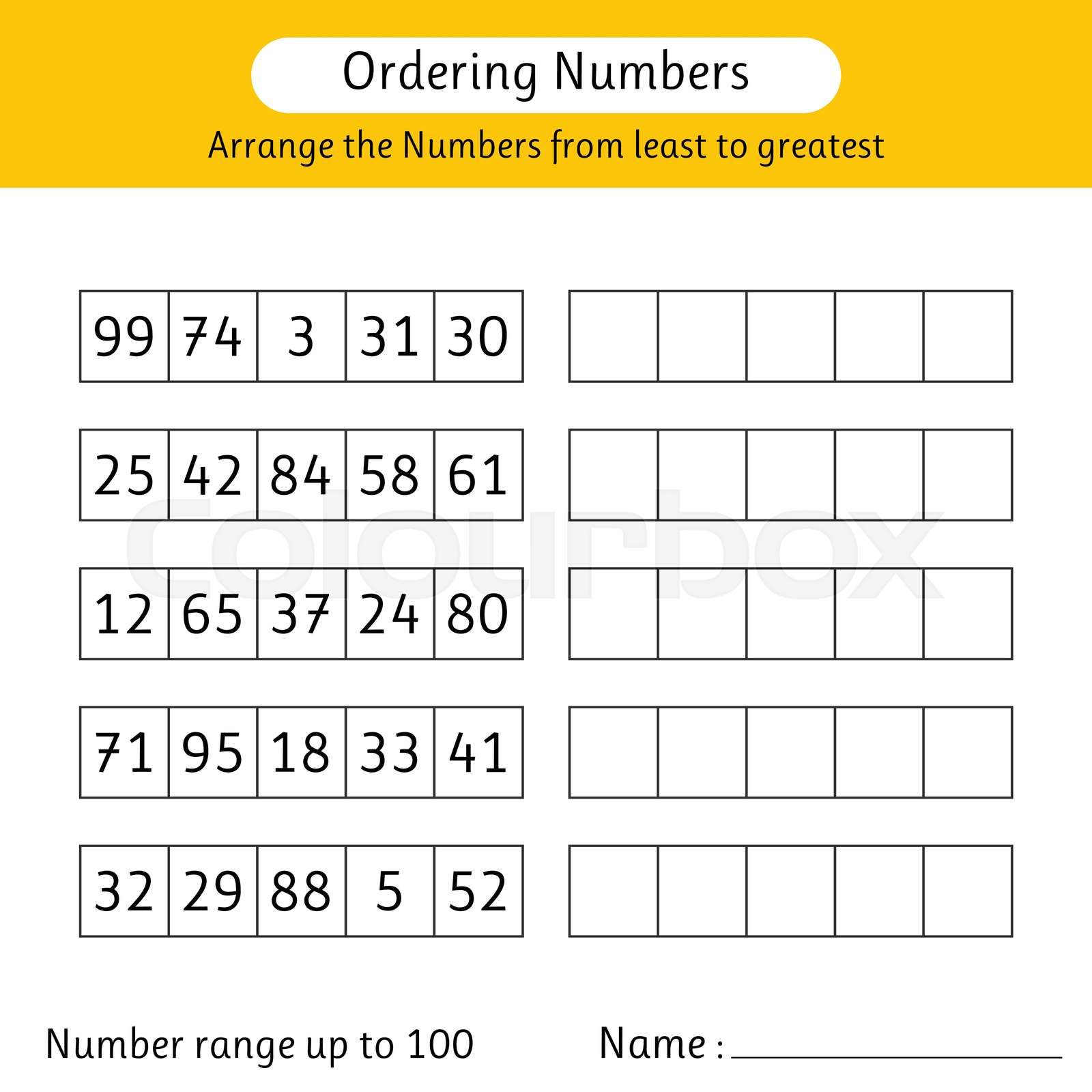 Ordering numbers worksheet. Arrange the numbers from least to greatest ...