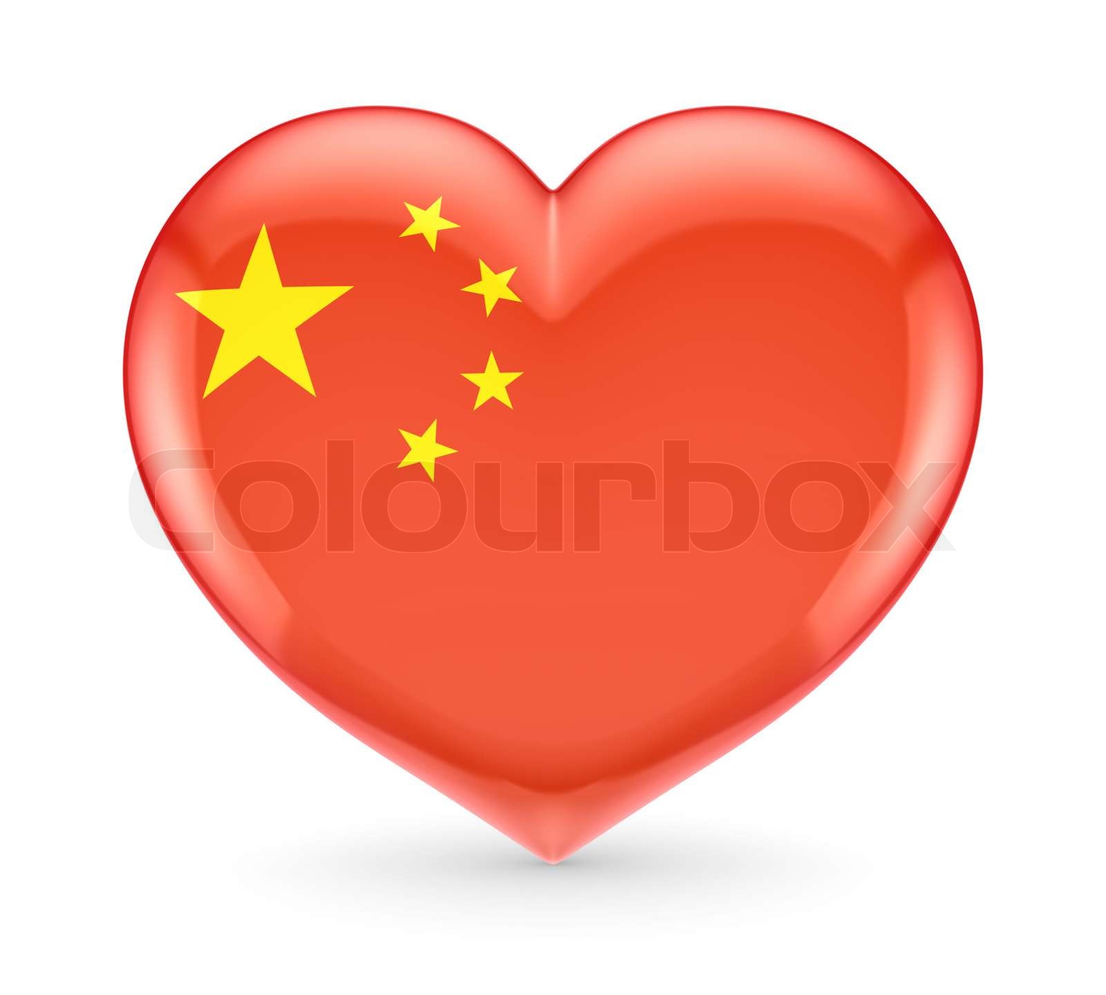 Chinese flag on a heart symbol | Stock image | Colourbox