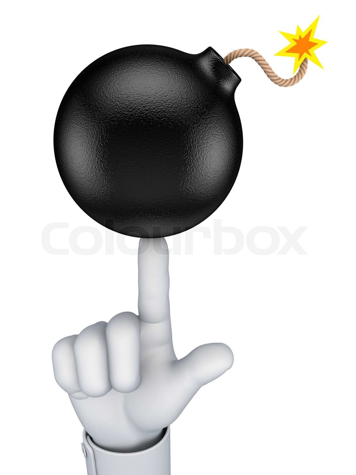 Black bomb ballanced on a finger | Stock image | Colourbox