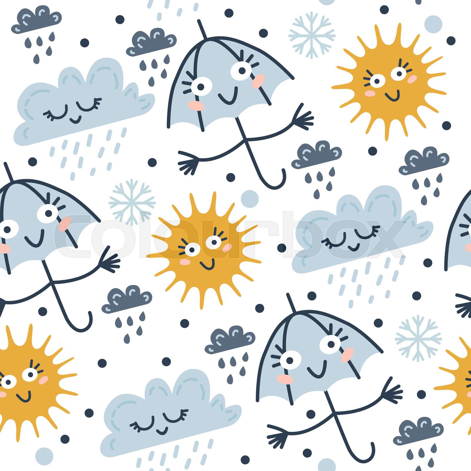 Seamless weather pattern. Vector illustration for kids | Stock vector ...