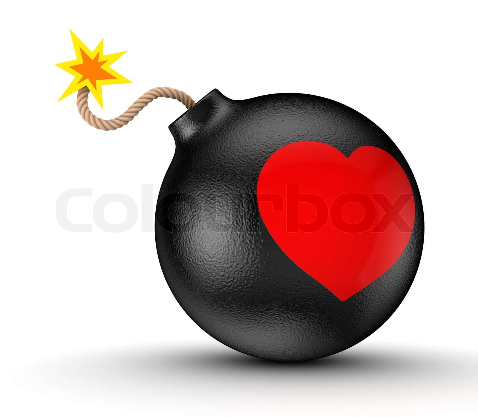 Red heart on a black bomb | Stock image | Colourbox