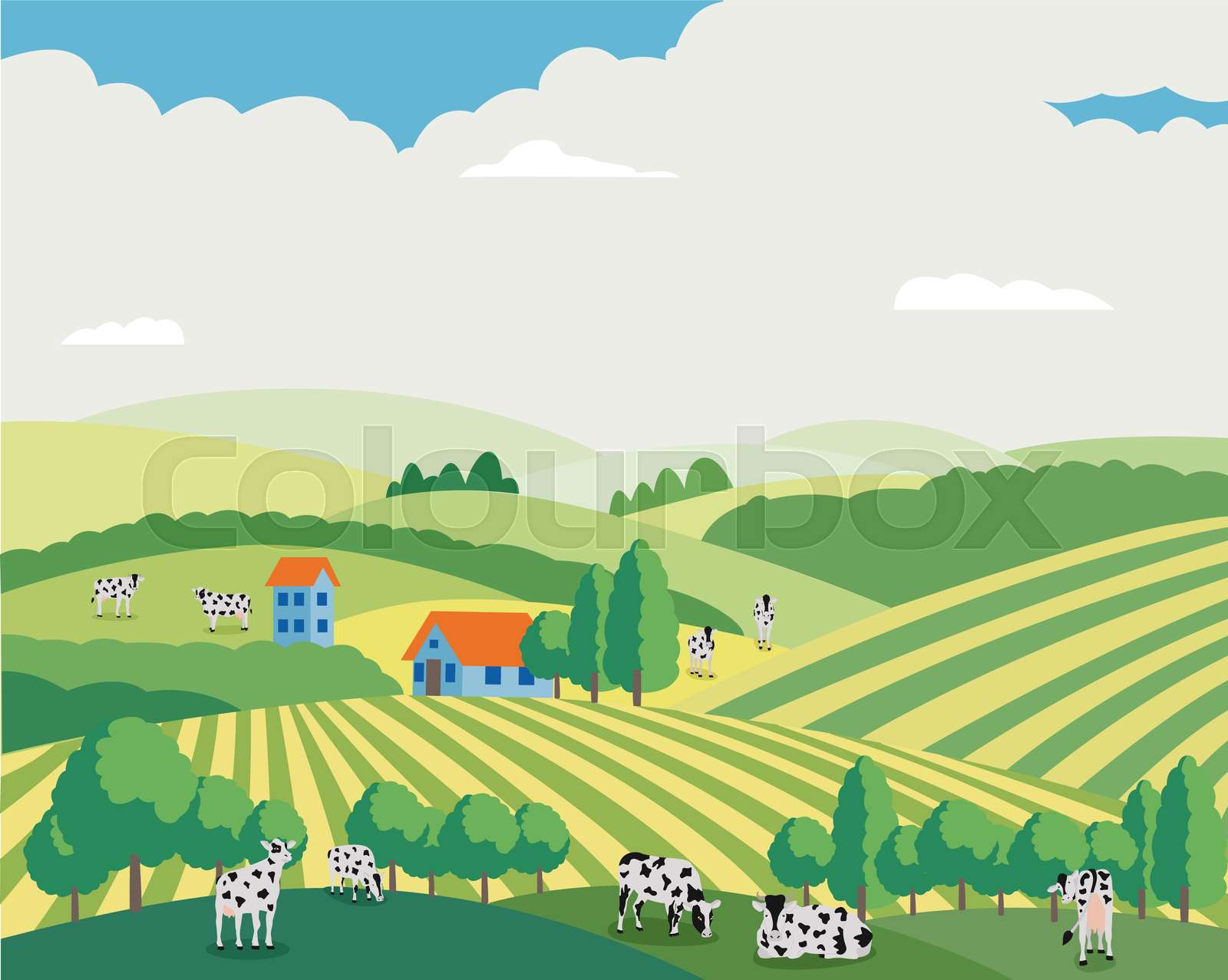 Cartoon Farm Field