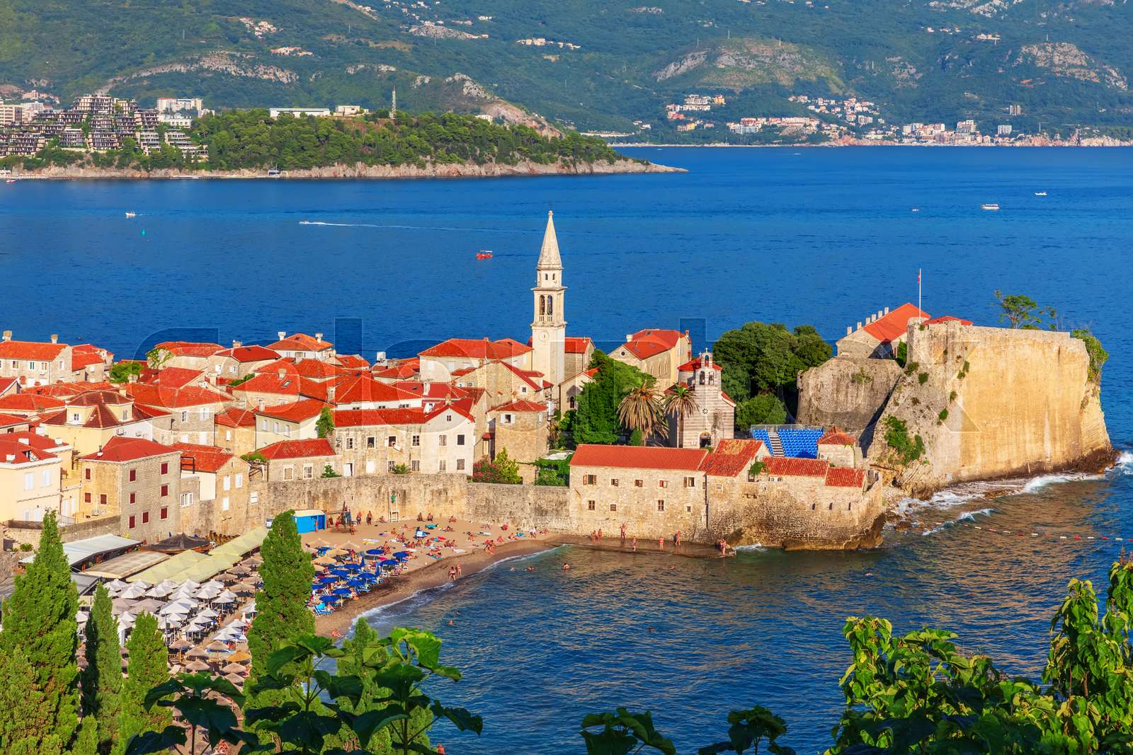Old Town of Budva, aerial view, Montenegro | Stock image | Colourbox
