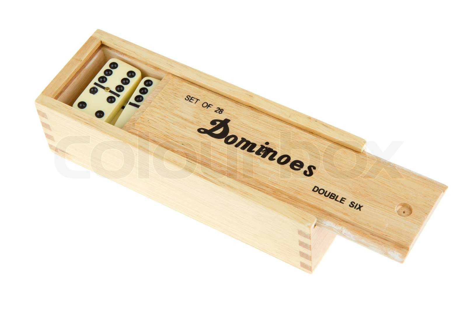Domino in wooden box | Stock image | Colourbox