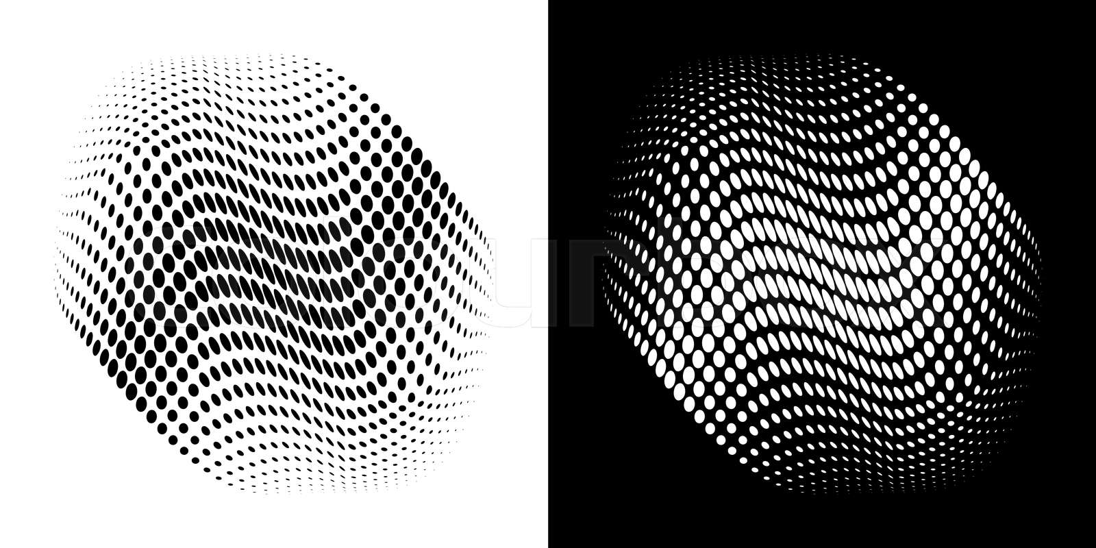 Halftone circle dots curved gradient texture background. 3d logo. Curve ...