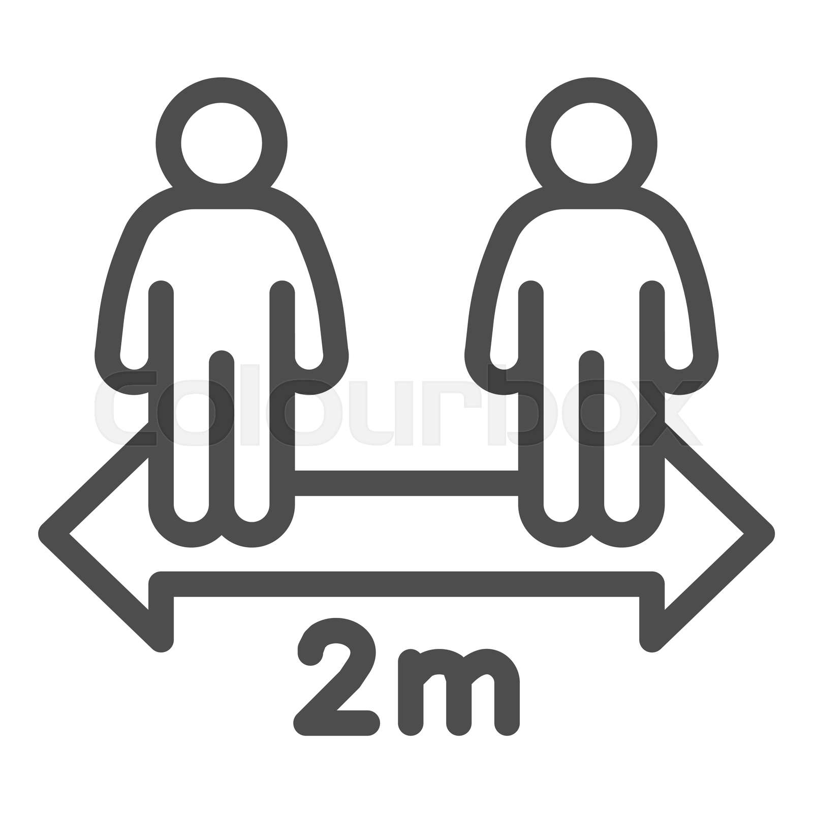 Keep distance between people two meter line icon, social distancing ...