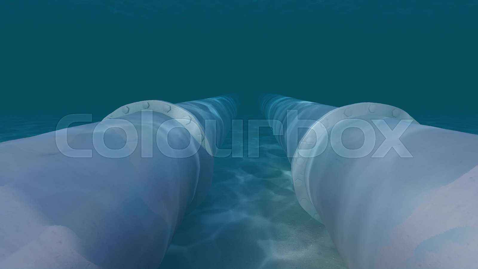 Gas oil pipes underwater on bottom of sea Technology concept | Stock ...