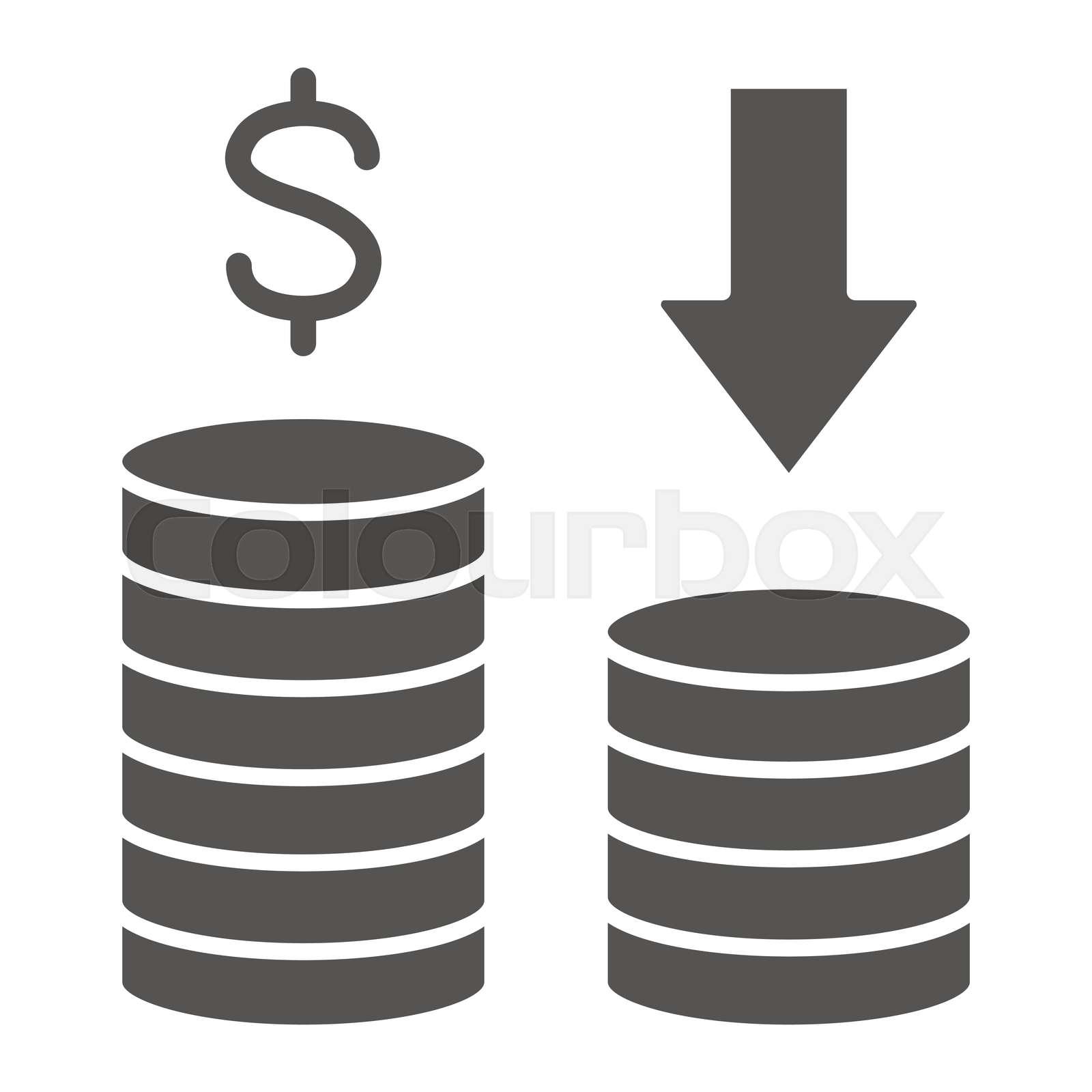 Reduce actual income solid icon, Black bookkeeping concept, Cut Income ...