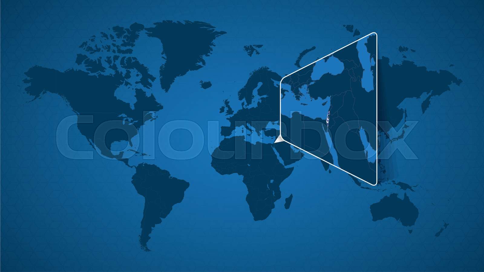 Detailed world map with pinned enlarged map of Israel and neighboring ...