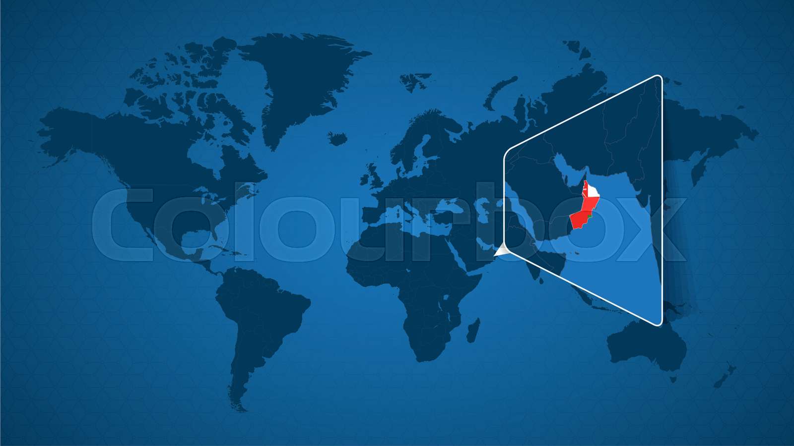 Detailed world map with pinned enlarged map of Oman and neighboring ...