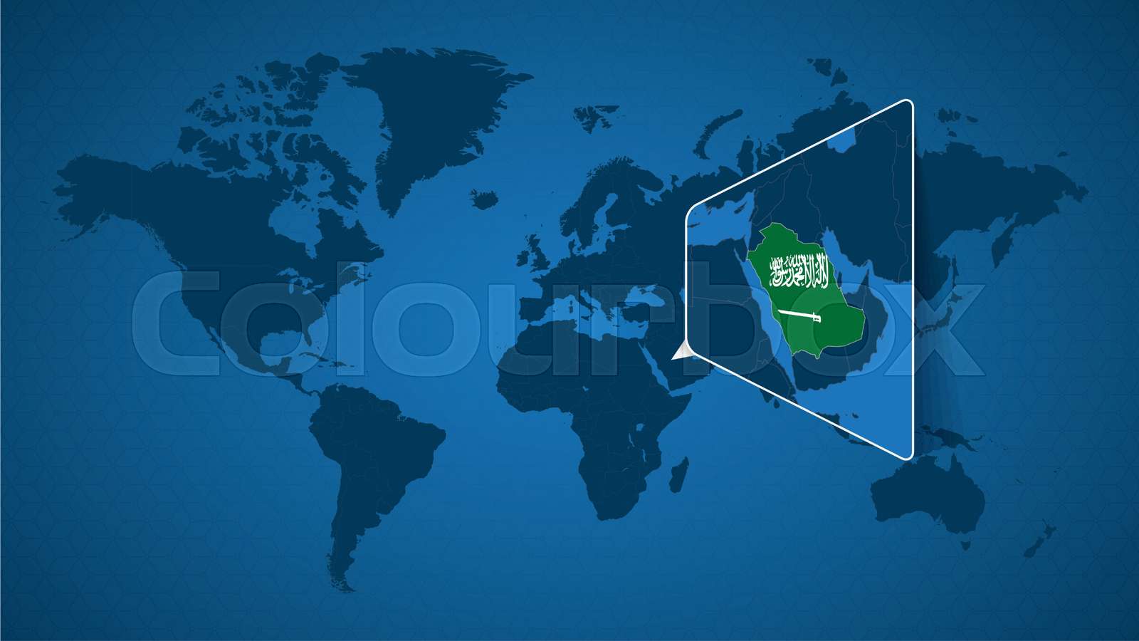 Detailed world map with pinned enlarged map of Saudi Arabia and ...