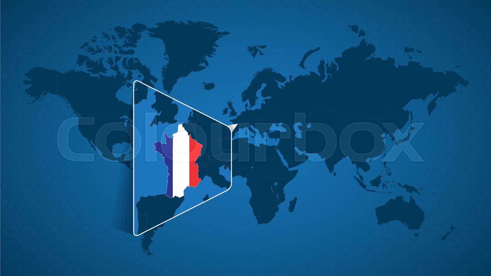 Detailed world map with pinned enlarged map of France and neighboring ...