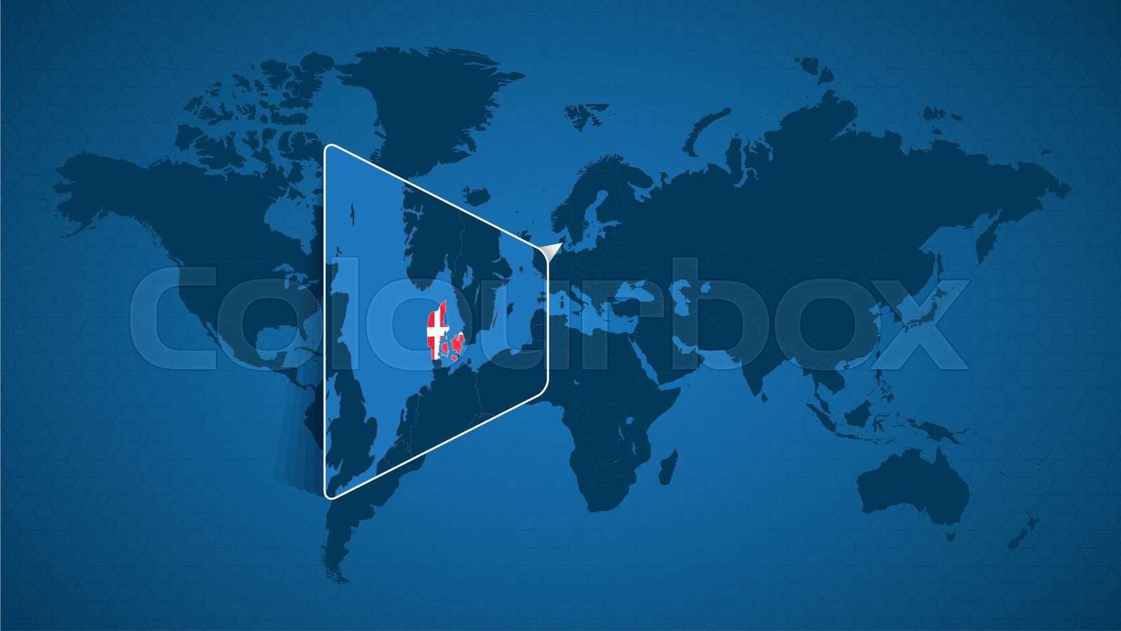 Detailed world map with pinned enlarged map of Denmark and neighboring ...