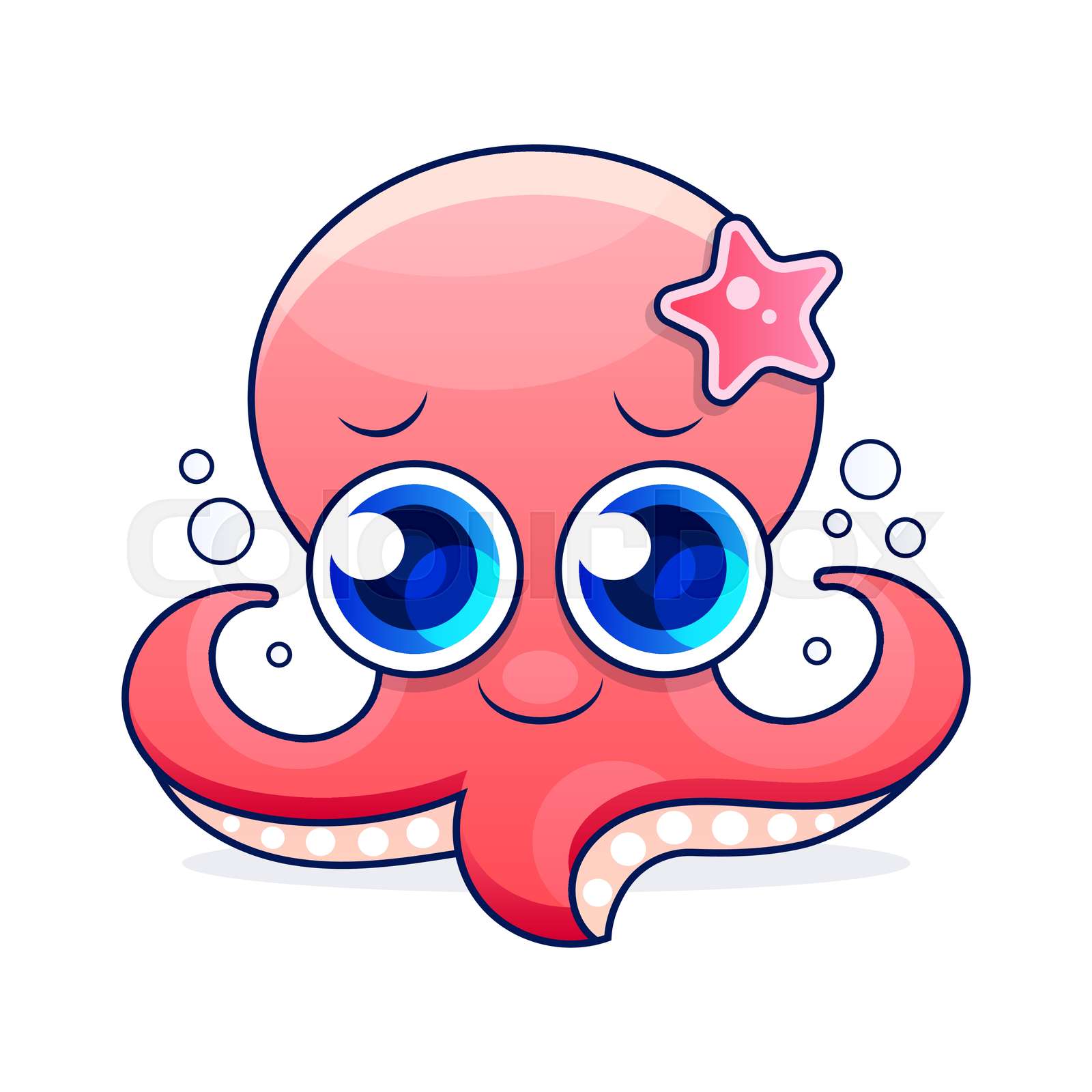Cute red octopus cartoon vector Sketch Stock Illustration On A ...