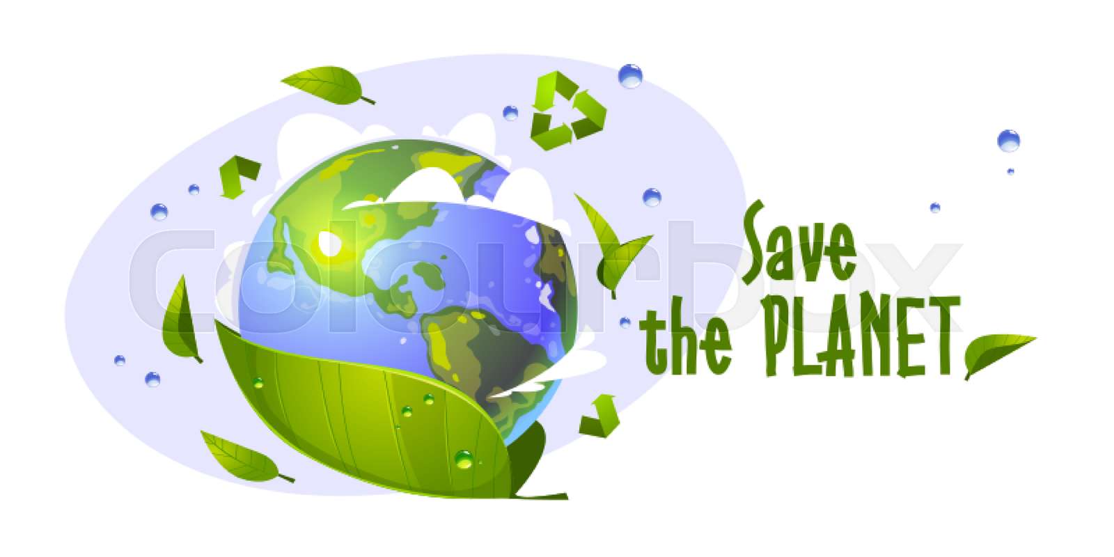 Save the planet cartoon banner with earth globe | Stock vector | Colourbox