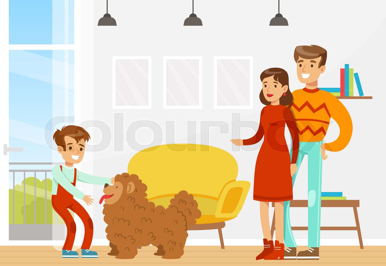 Cartoon Family Going Home