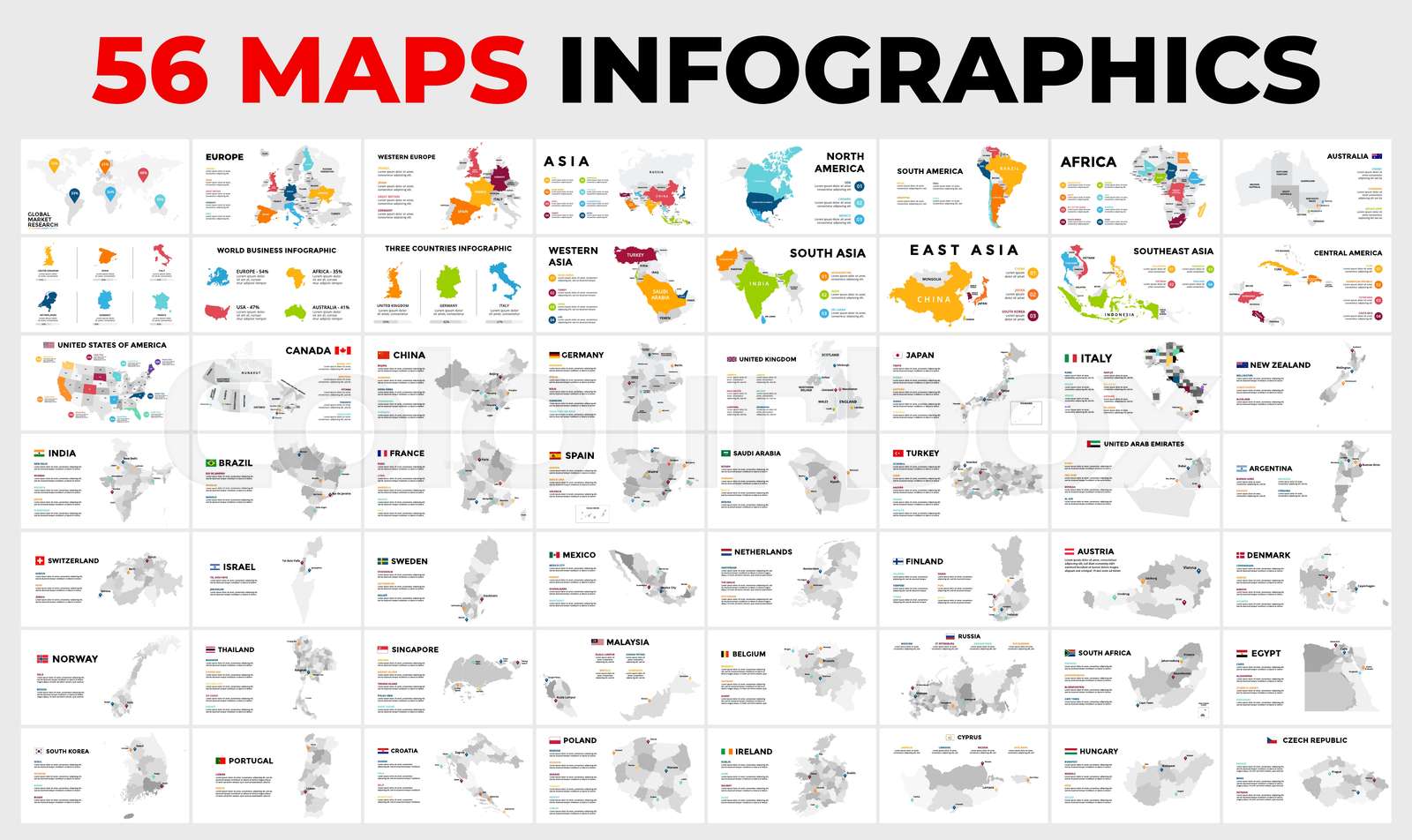 56 Map Infographic Templates for your Presentation. Vector countries ...