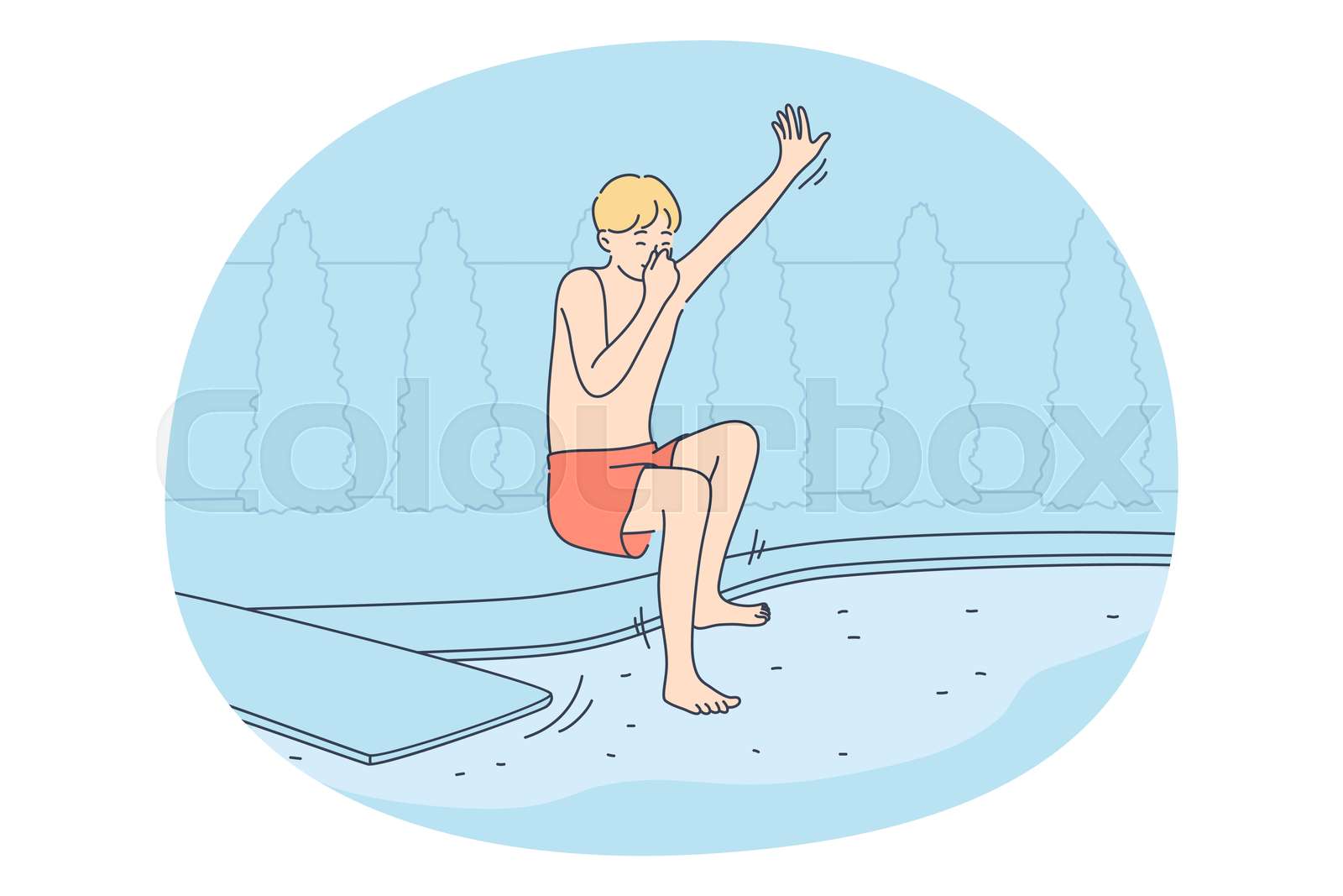 Diving into water, fun in swimming pool concept | Stock vector | Colourbox