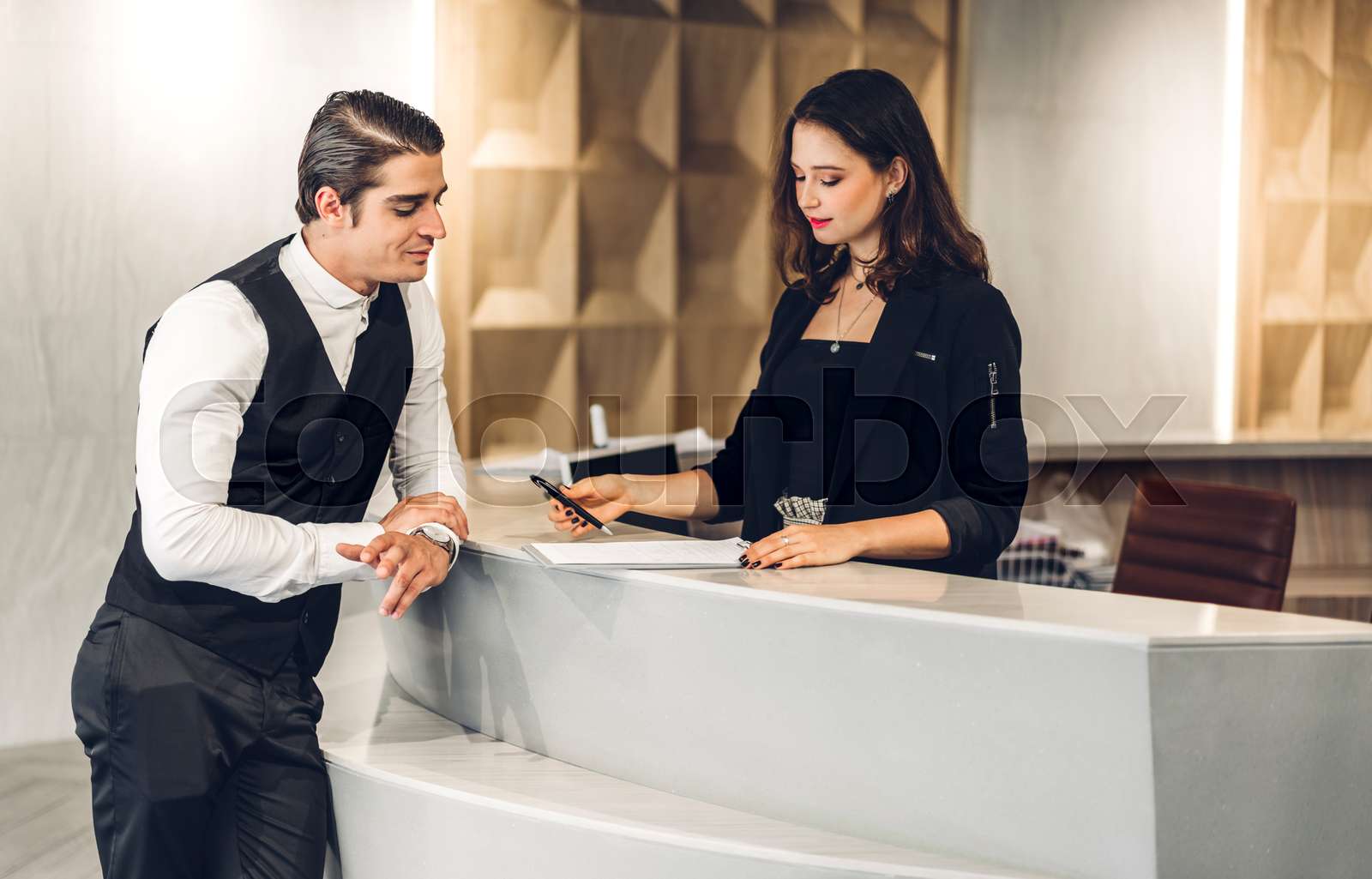 Reception Desk With Receptionist