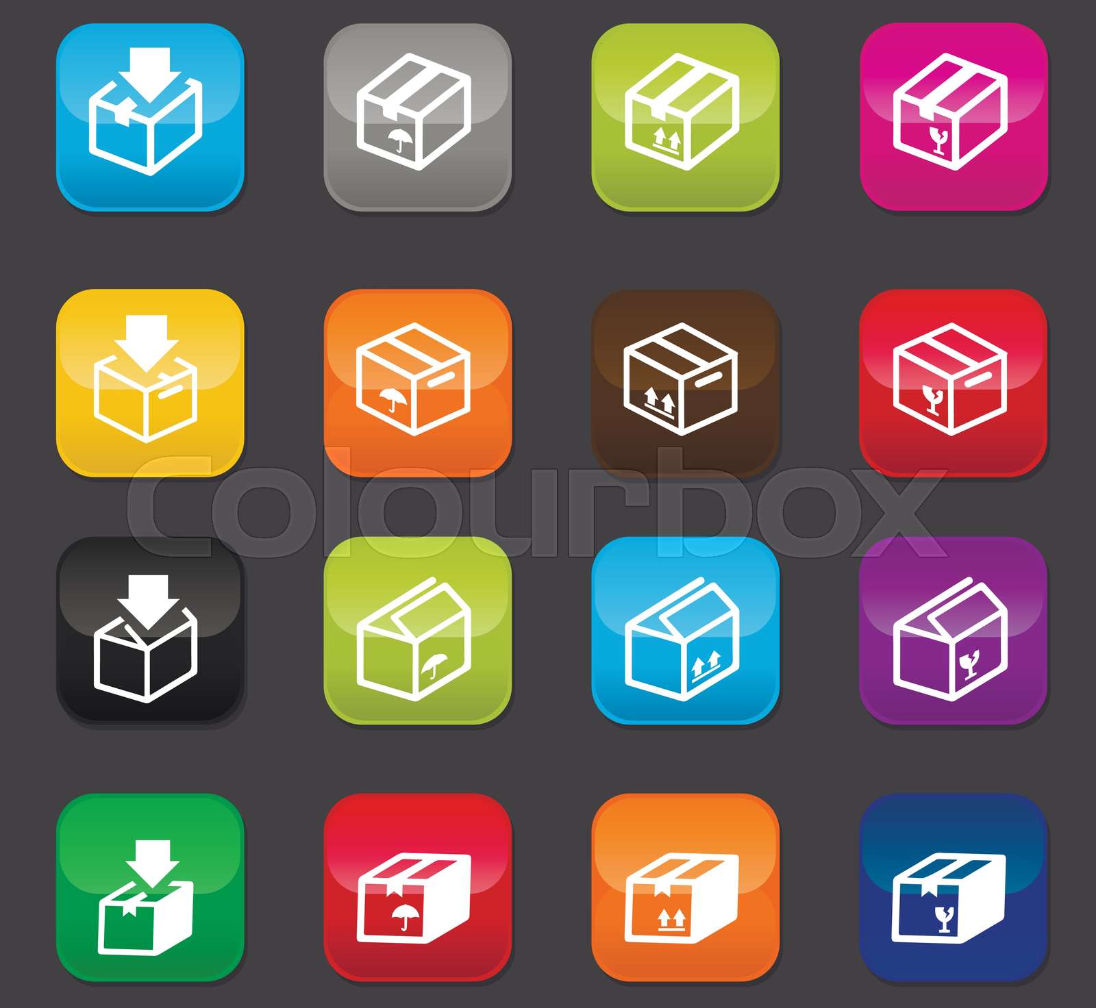 Simple icons set of box | Stock vector | Colourbox
