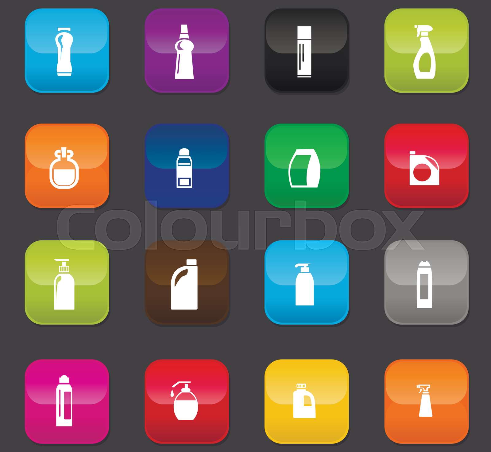 Household chemicals icons set | Stock vector | Colourbox