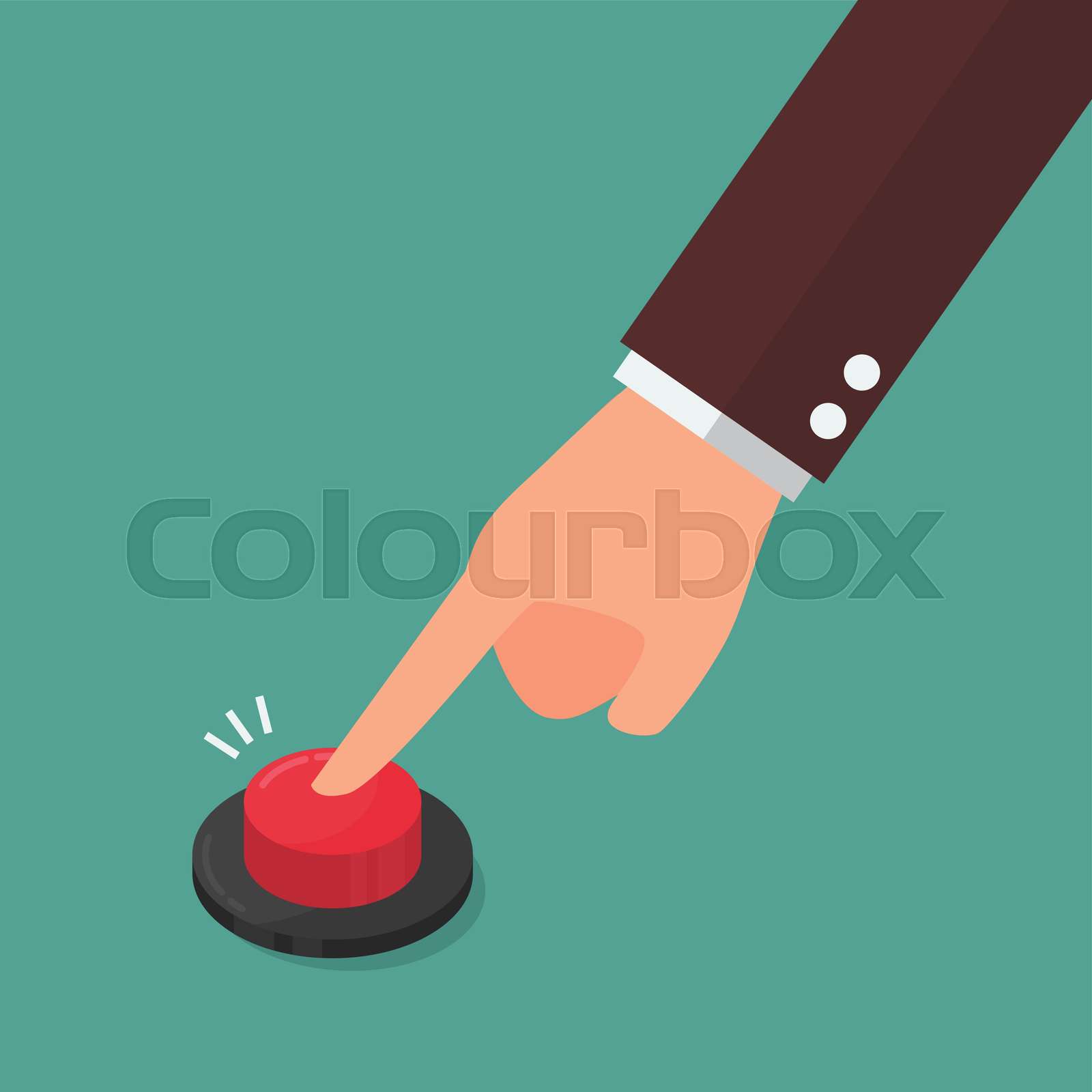 Hand pressing the red button | Stock vector | Colourbox