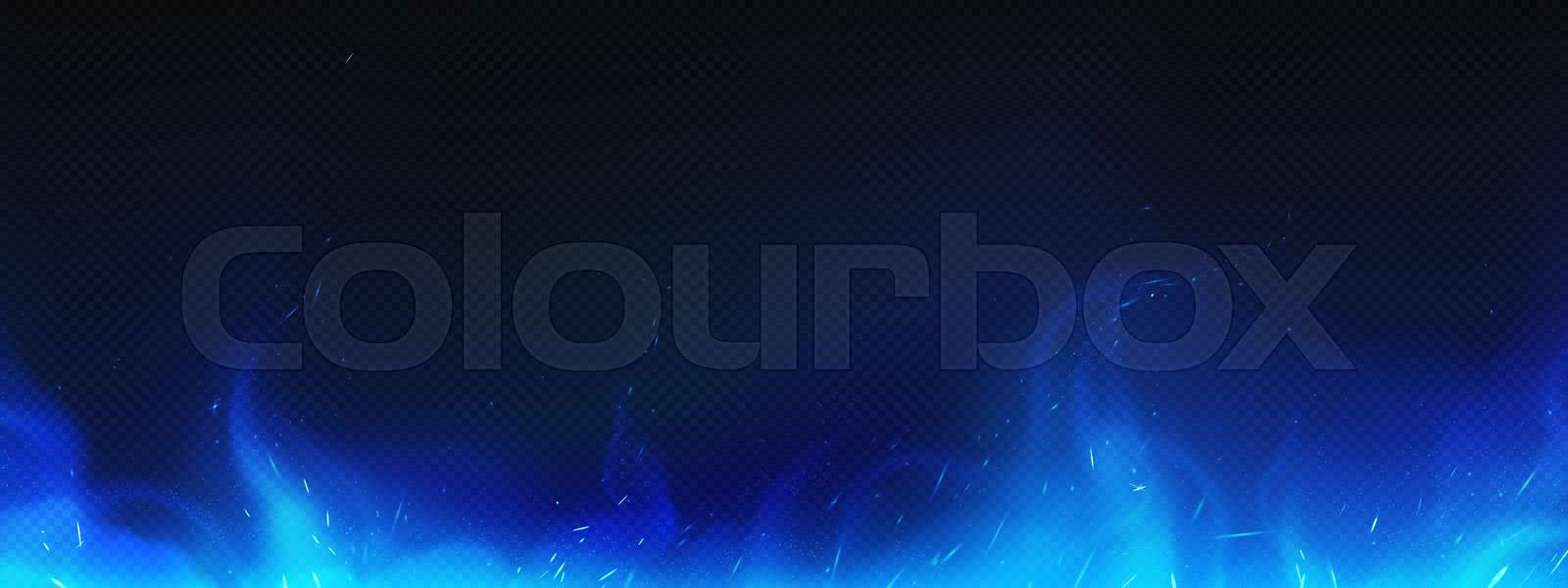 Realistic blue fire border, burning flame clipart | Stock vector ...