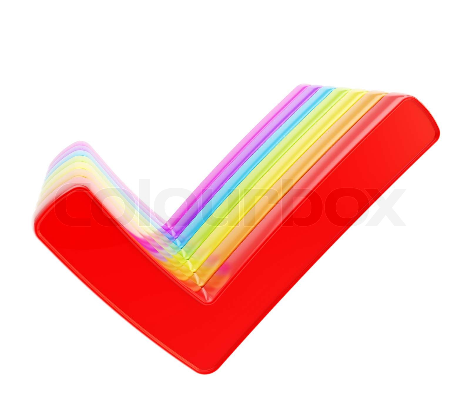 Queue row of rainbow colored yes check ticks isolated | Stock image ...