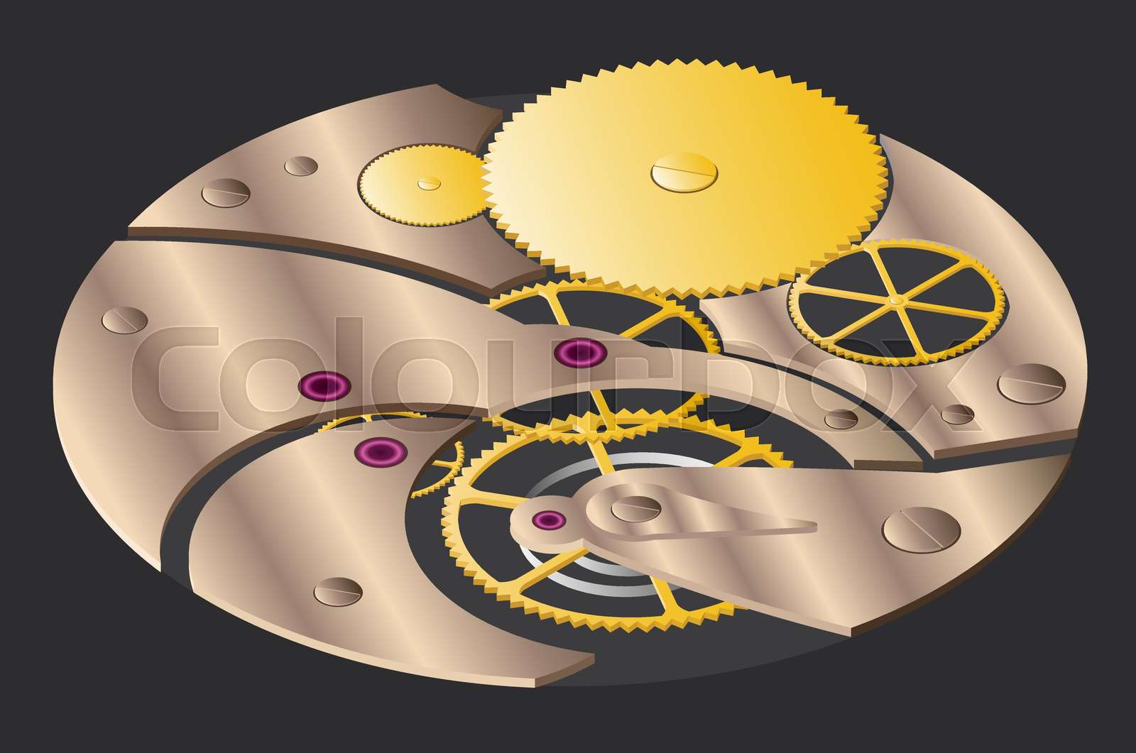 Clock mechanism. Gears icometric. 3d vector illustration | Stock vector ...