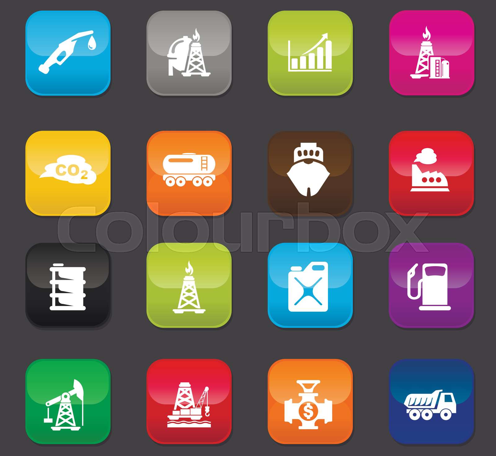 Extraction of oil icons set | Stock vector | Colourbox