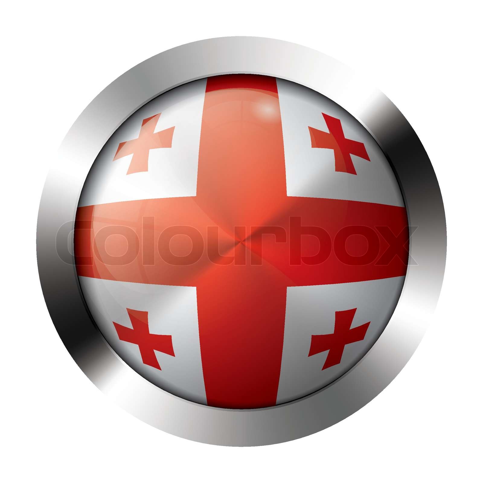 Metal glas knap - georgisk flag - europa | Stock vektor | Colourbox