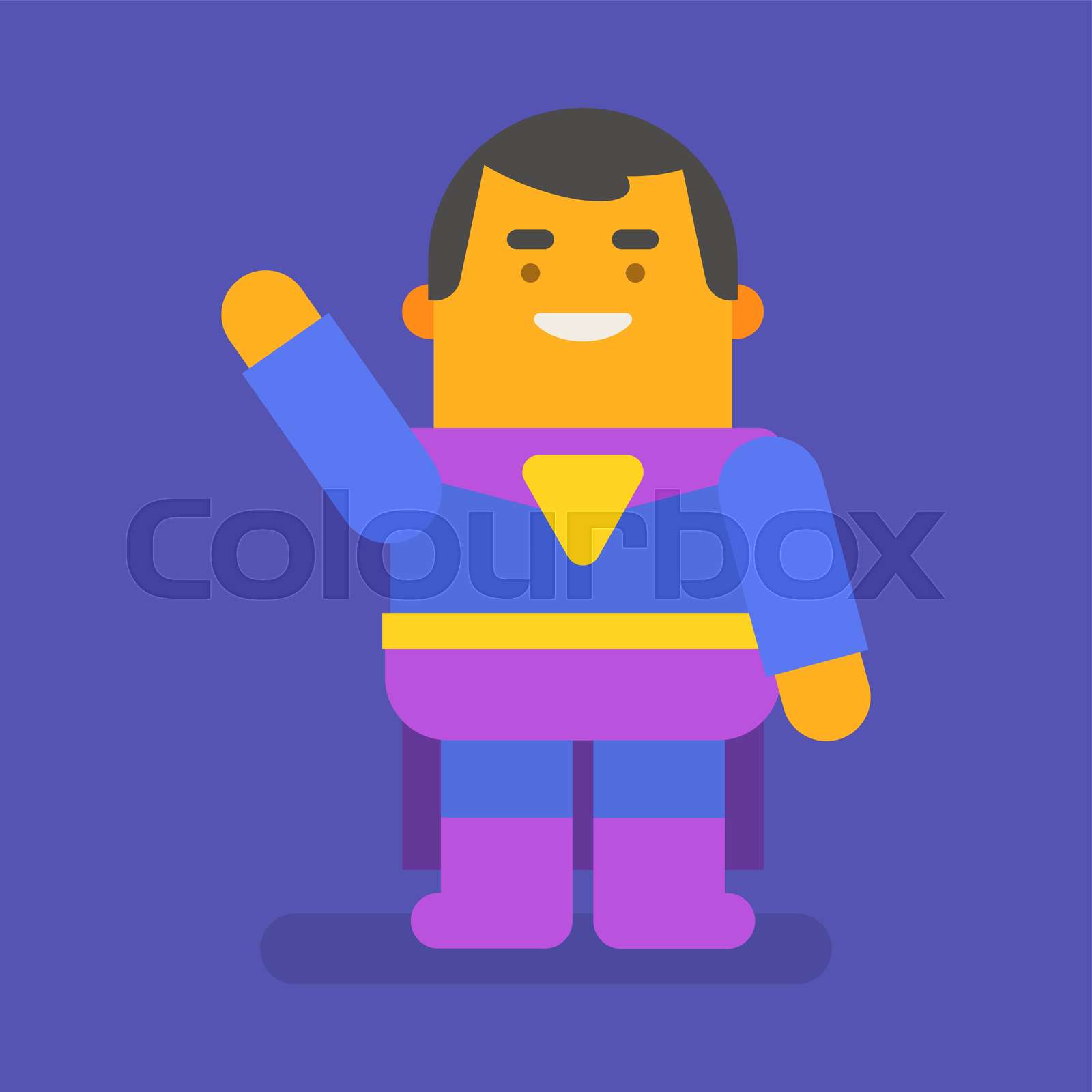 Superhero waving and smiling. Vector character | Stock vector | Colourbox