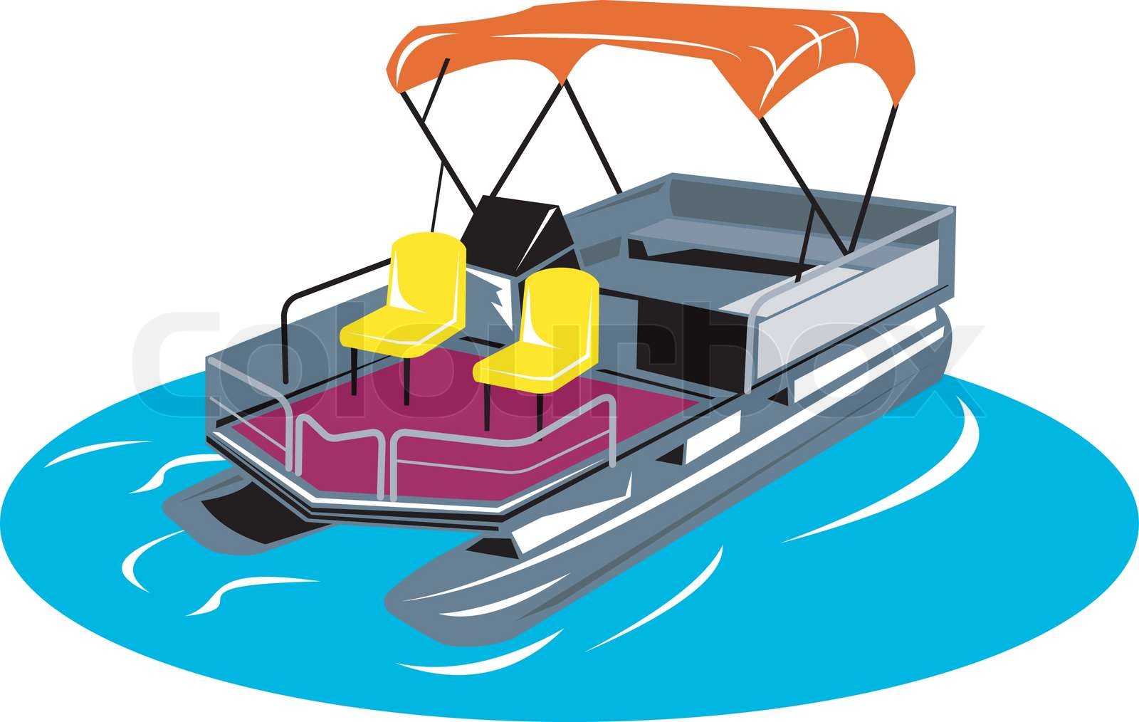 Pontoon Boat Retro | Stock vector | Colourbox