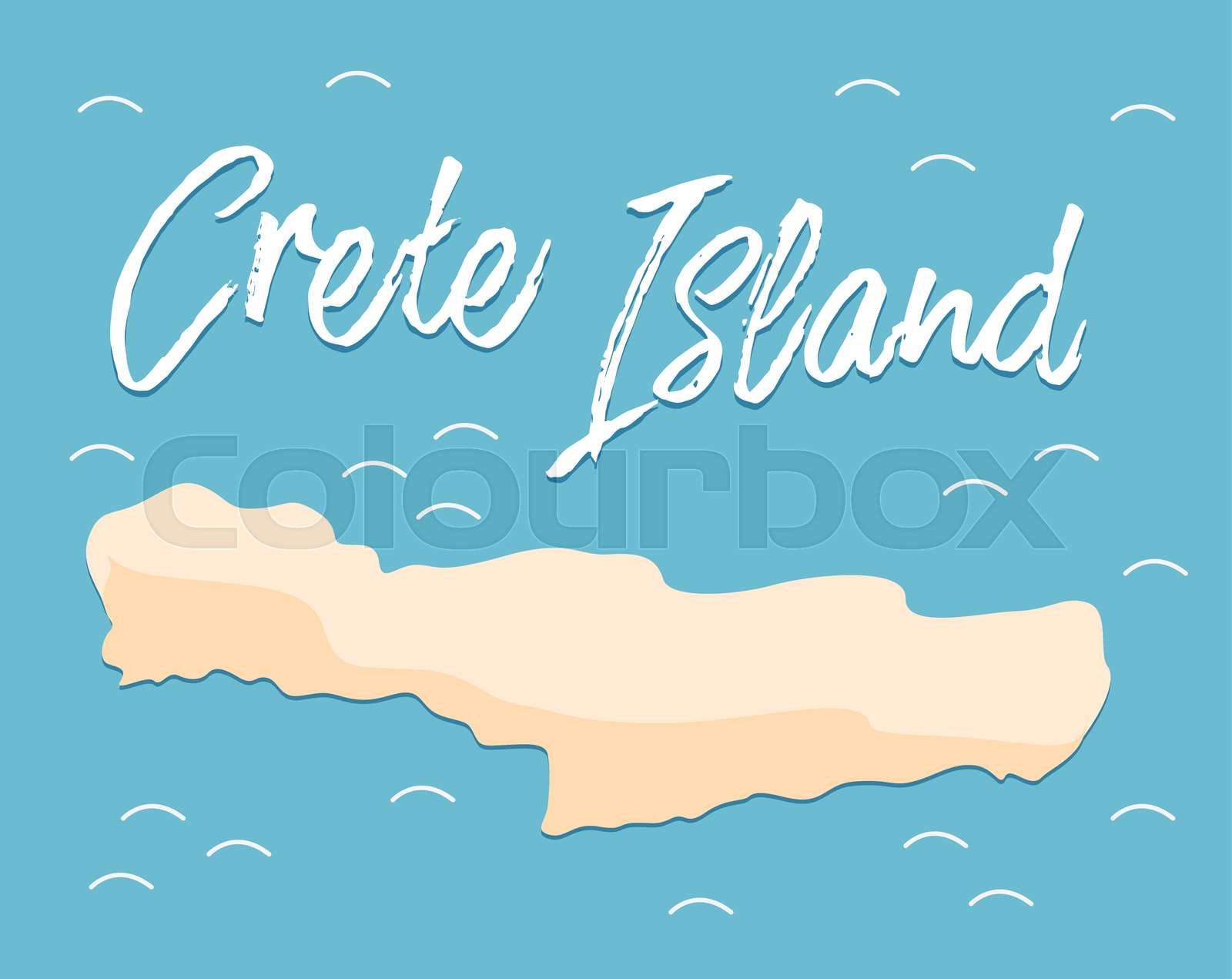 Crete island travel map vector illustration. Drawing of the territory ...